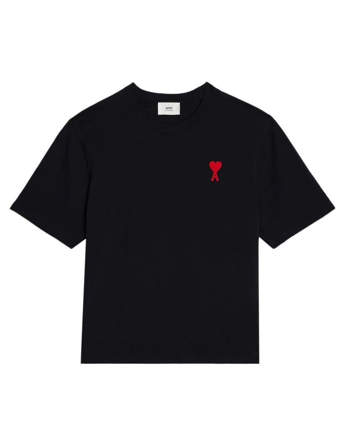 Tee-shirt Ami Paris à logo "Ami de coeur" brodé en rouge - noir